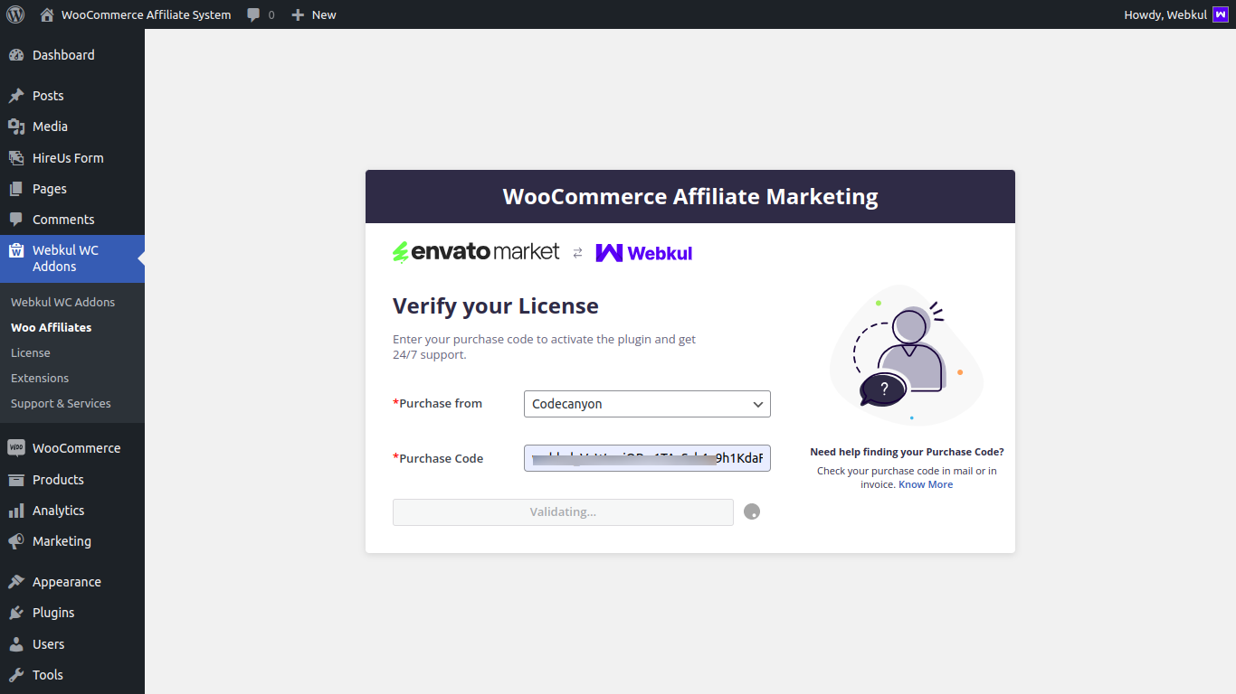 How to Activate WooCommerce Plugin using License key?